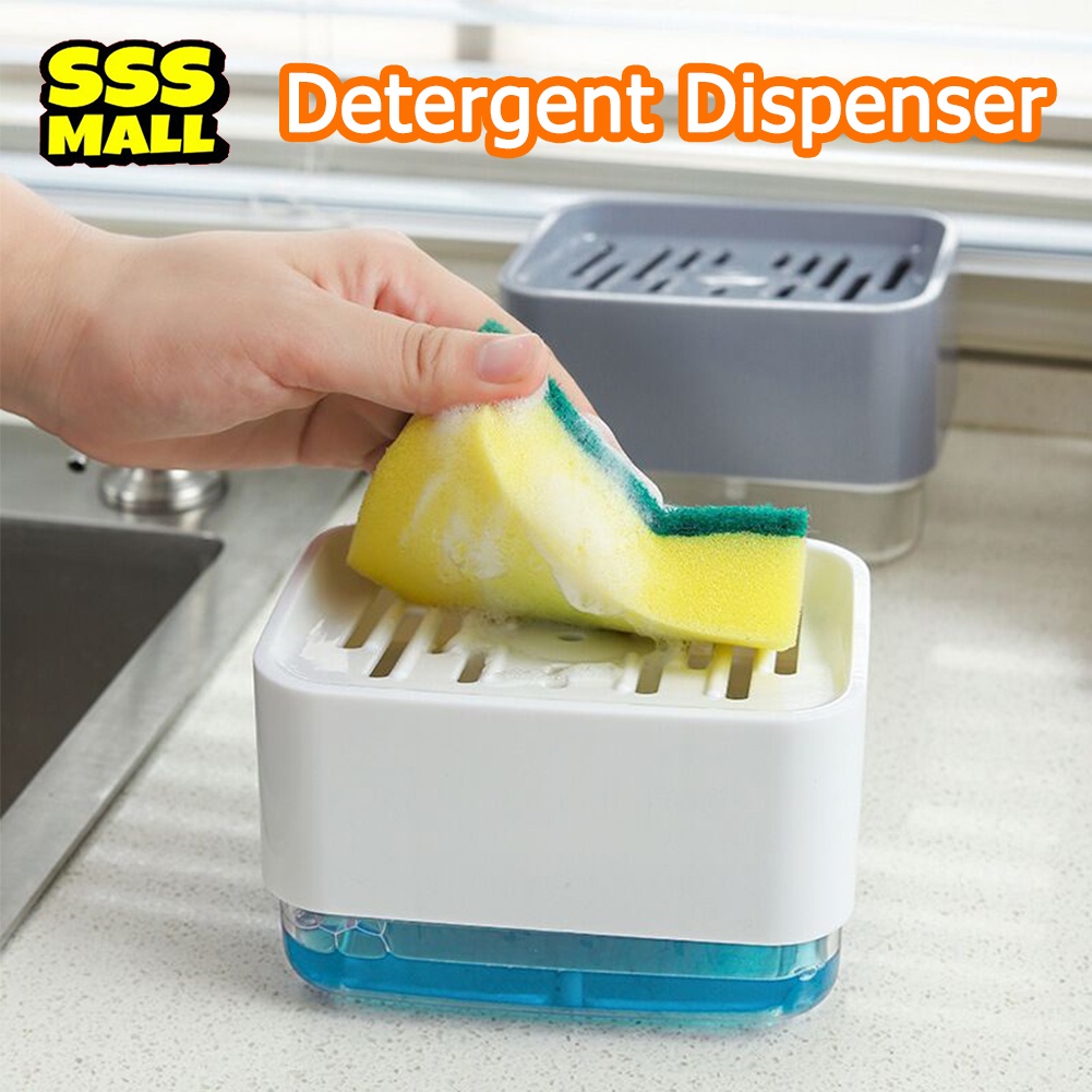 Home kitchen durable sponge holder foam press box detergent dispenser ...