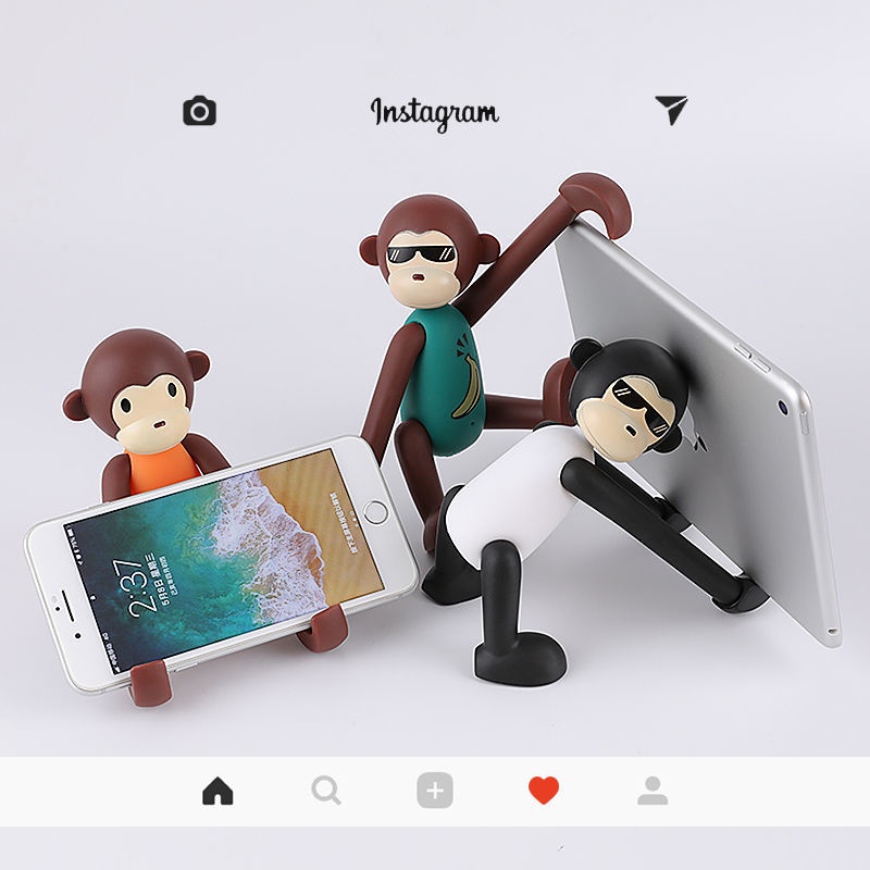 Cute Monkey Mobile Phone Stand Desktop Decoration Dual-Use Desktop ...