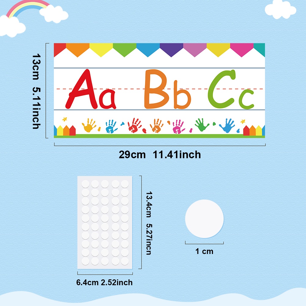 Alphabet & Numer Educational Poster Bulletin Board Strips Set Wall ...
