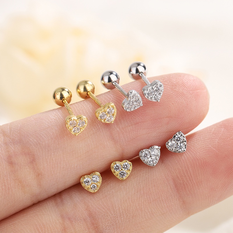 Screw Earrings for Women Exquisite Mini Love Earings for Women Hikaw ...