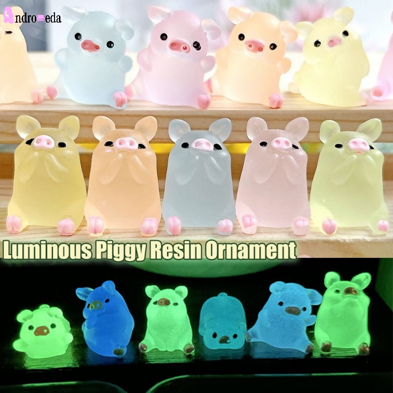 1/5/10Pcs Kawaii Mini Resin Cartoon Pigs Miniatures Figurines Luminous ...