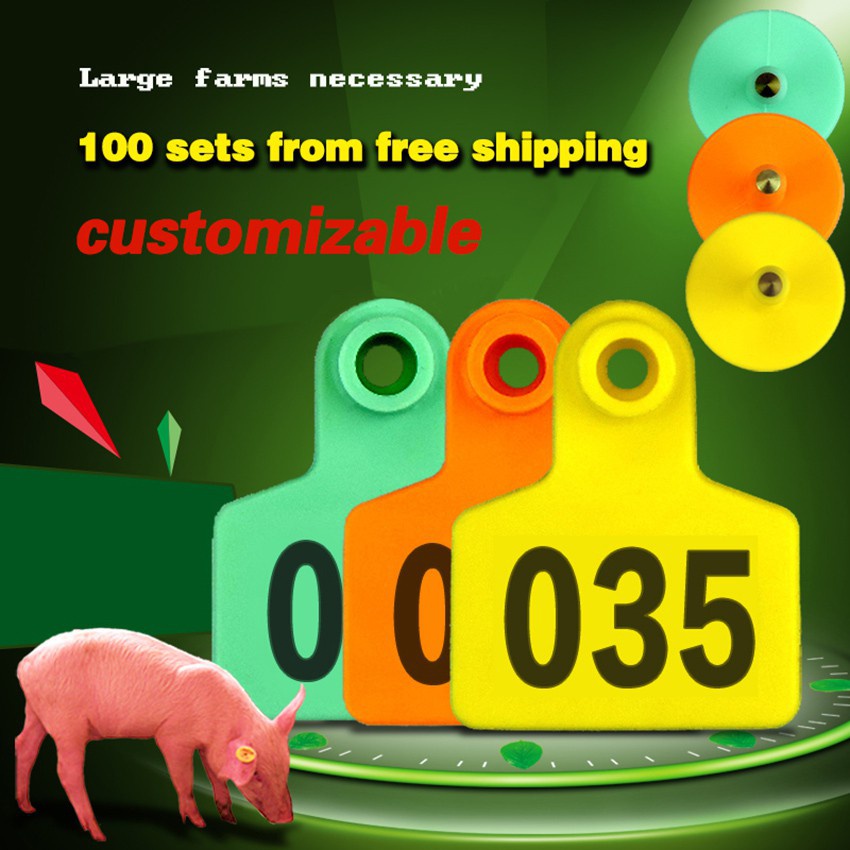 100 Pcs Farm Animal Livestock Ear Label Brand Veterinary Sheep Sow Ear ...