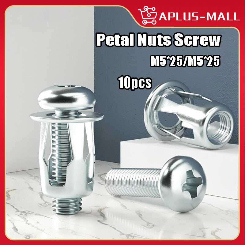 10Pcs Petal Nuts Screw License Fixed Screw Jack Nuts Hollow Wall - M5 ...
