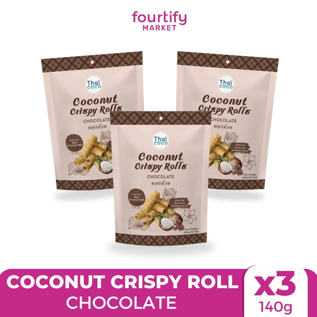 Thai Coco Coconut Crispy Rolls Chocolate - Pack of 3 | Shopee Philippines