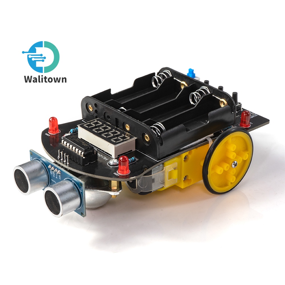 51 Single Chip Microcomputer Intelligent Trolley Ultrasonic Obstacle Avoidance Trolley Ranging 