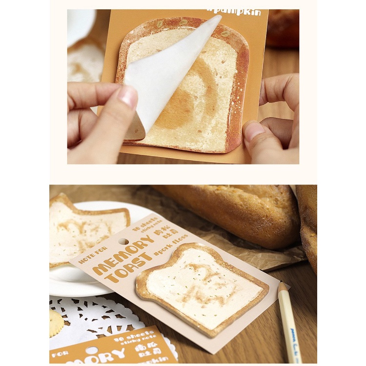 30 Pcs Cute Sticky Notes Cartoon Sticky Notes Toast Shape Markers Flags ...