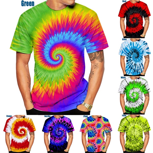 Colorful Tie-dye Pattern Printing 3DT Shirt Men's Unisex Fashion Round ...