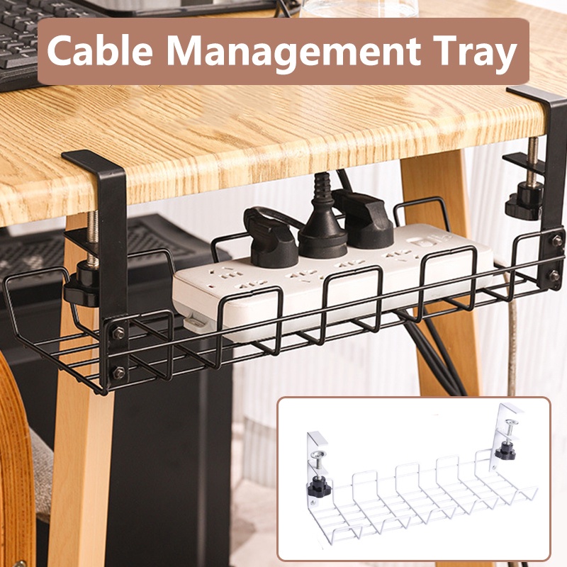 Under Desk Cable Management Tray No Need to Drill Hidden Computer ...