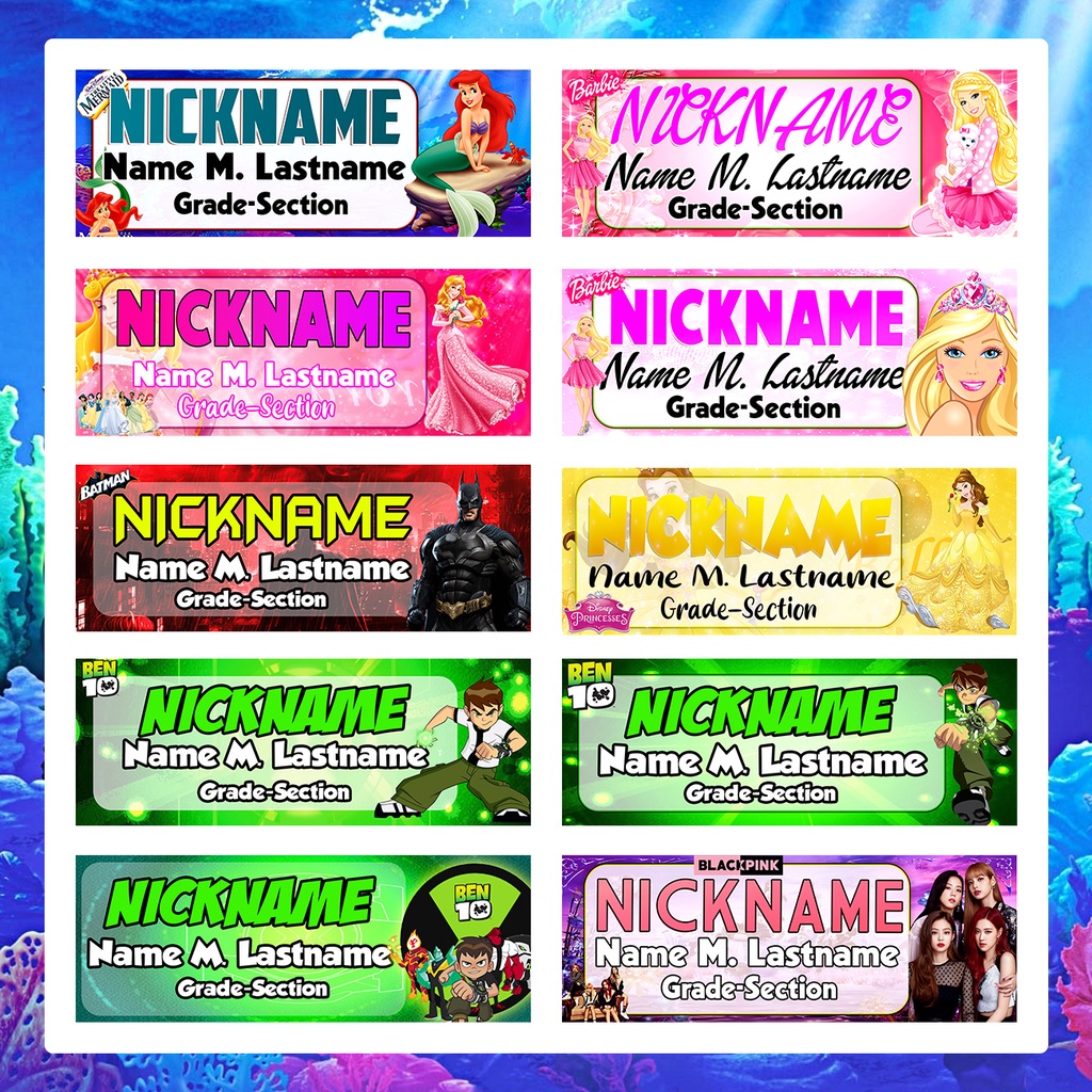 PVC Name Tag Back2Back Print with Character Corner Cut with ID Lace for ...