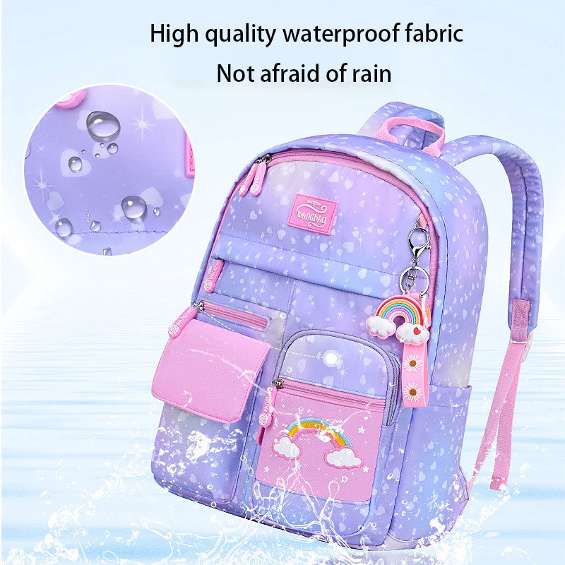 Rainbow Starry Sky Children's Student Backpack Pink Purple Starry Sky ...