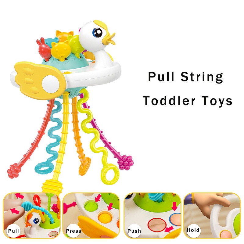 Montessori Pull String Sensory Toys Baby 6 To 12 Months Silicone ...