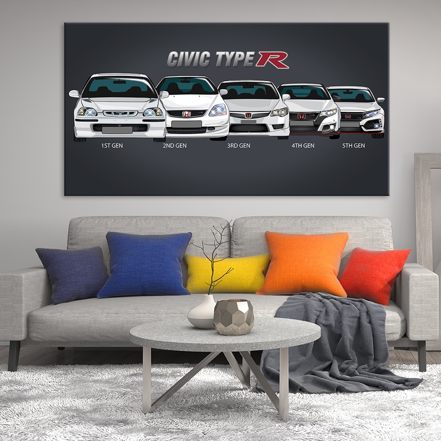 Vintage CIVIC Type R Series Car Painting House Wall Decoration Print ...
