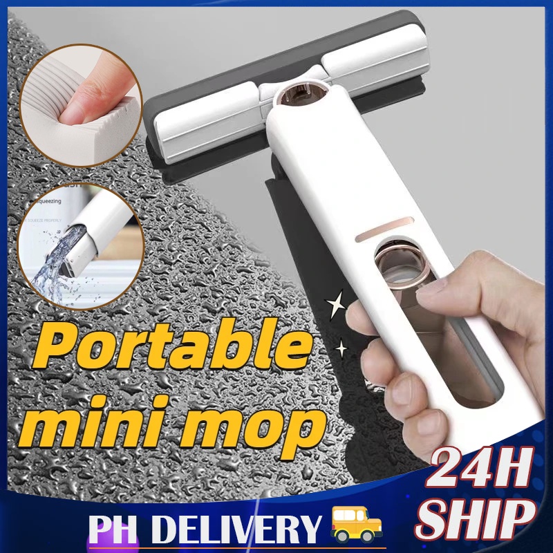 Mini Handheld Mop with Wiper Portable Cleaning Wiper Bathroom Car ...
