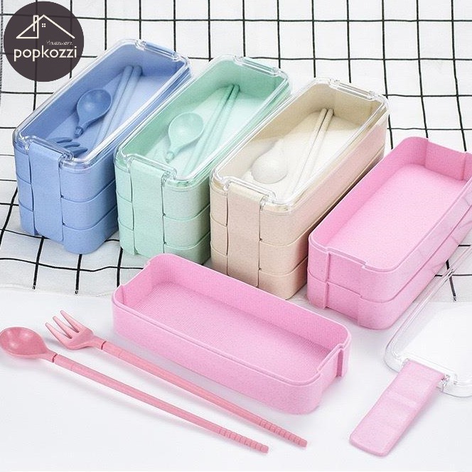 PopKozzi 3 Layer Lunch Box Picnic Food Fruit Container Storage Box New ...
