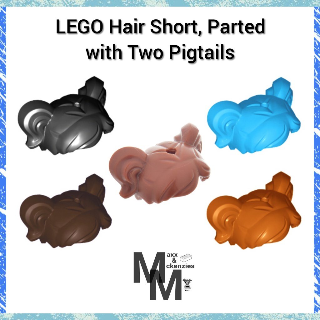 Hair Short, Parted with Two Pigtails (35701) LEGO Minifigure Body Part ...