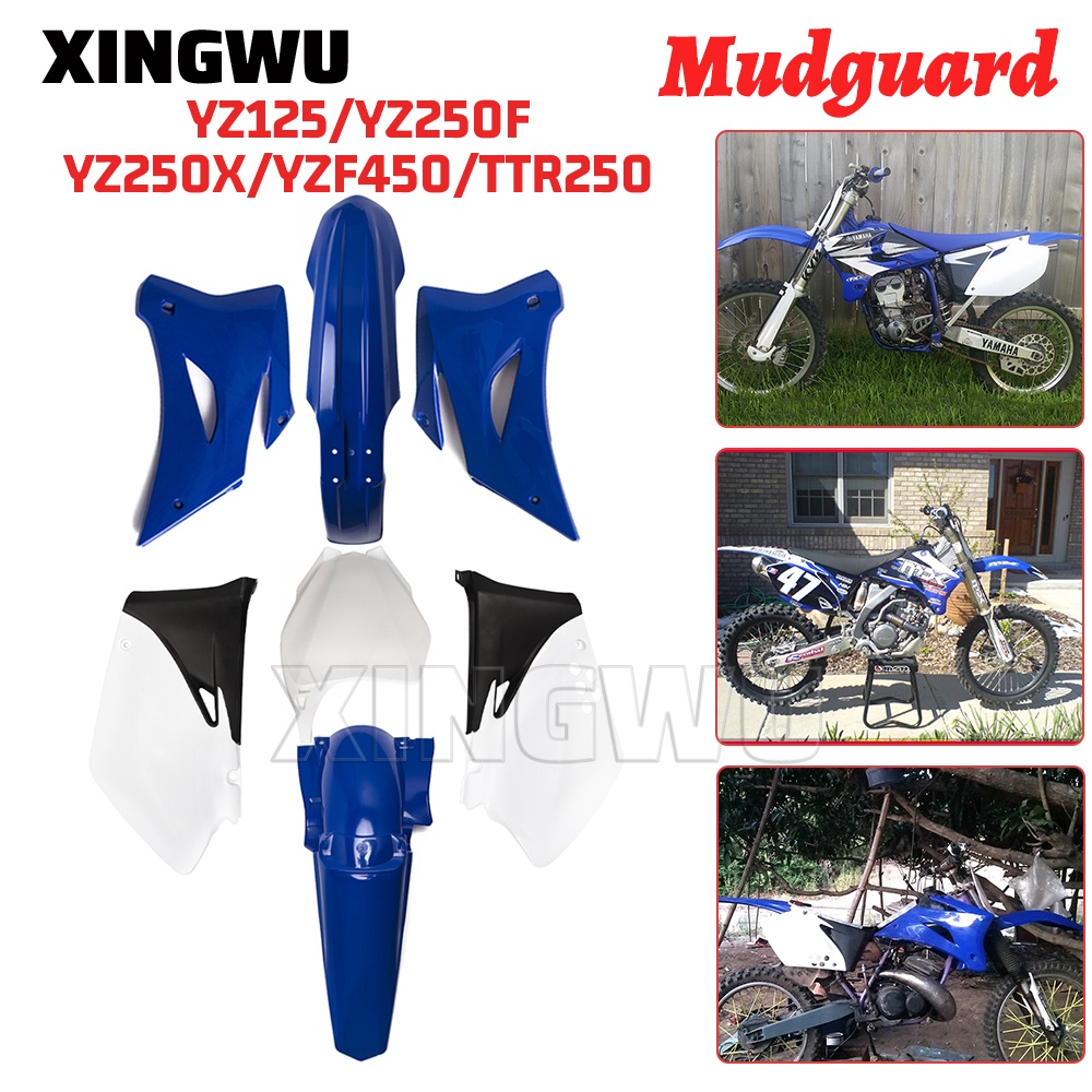 YZ125 Mudguard Plastic Kit Fender Radiator Shrouds Number Plate Fairing ...