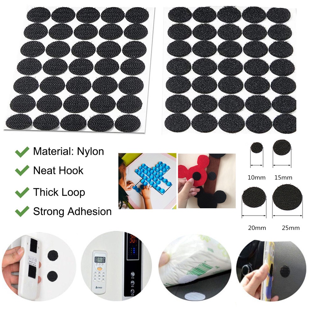 10mm 15mm 30mm Self Adhesive Velcro Dot Strong Glue Magic Tape Hook and ...