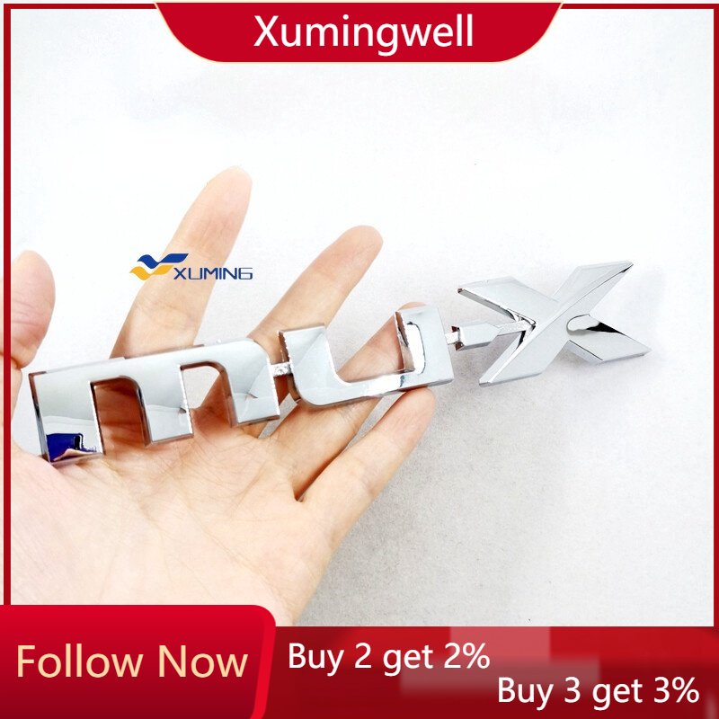 1 x ABS Chrome MUX MU-X Logo Letter Car Auto Side Rear Trunk Emblem ...