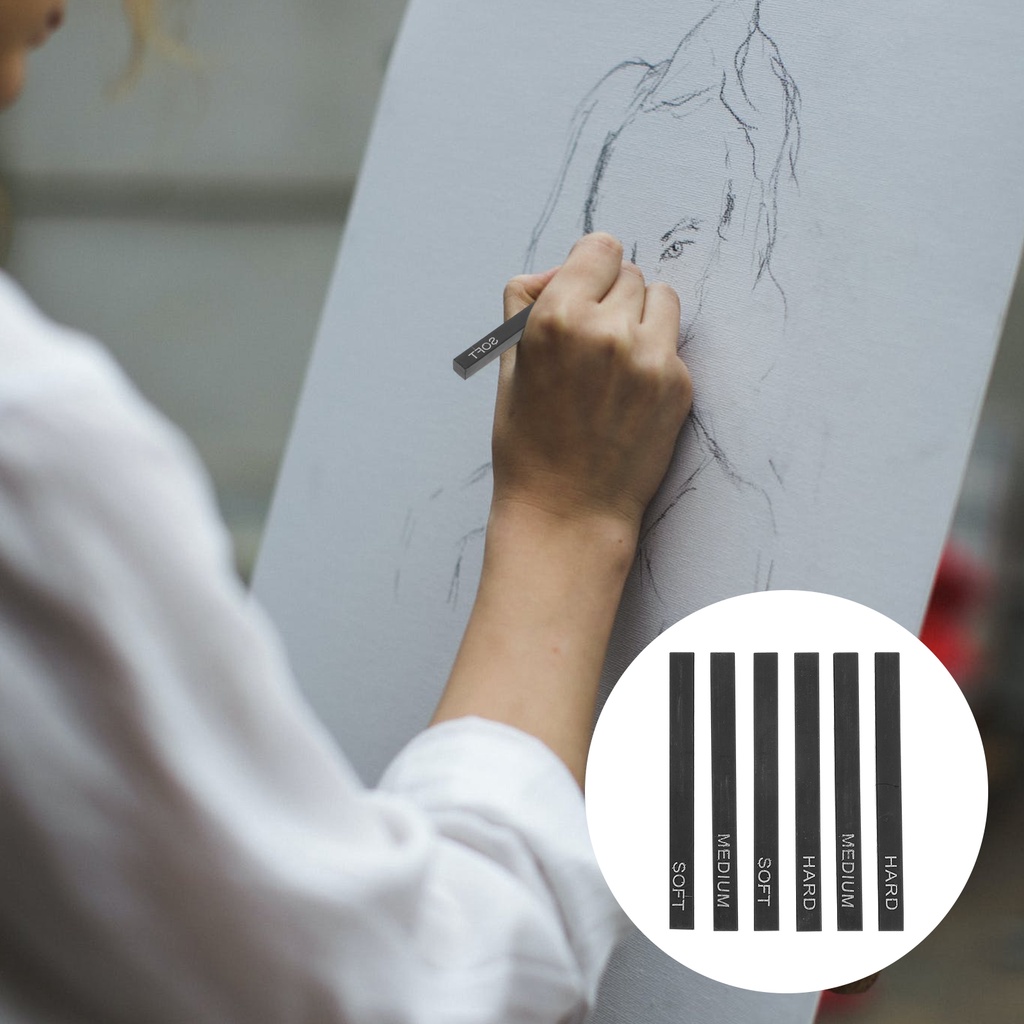 Black Set Pencil Sketch Carbon Square Bars Sketching Charcoals Soft ...