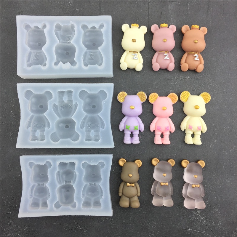 Bowtie Hat Bear Silicone Mold Violent Bear Chocolate Flip Sugar Cake ...