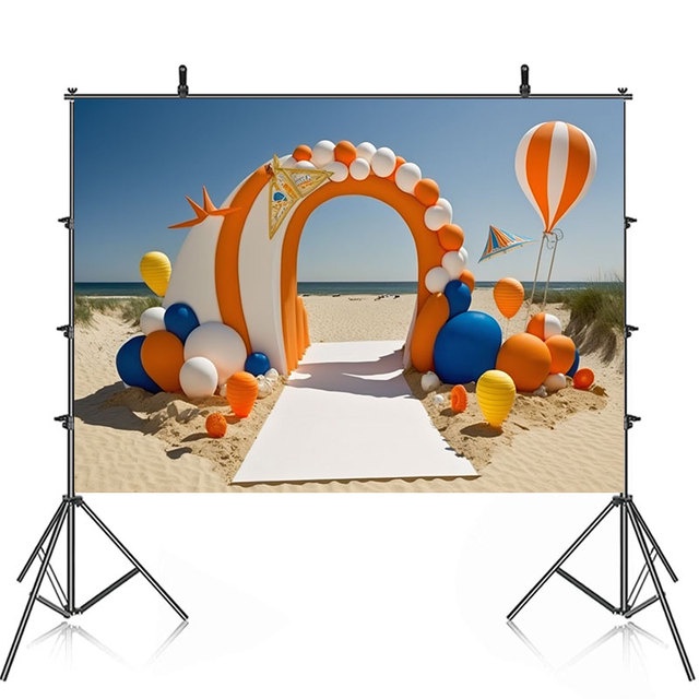 3D Summer Birthday Party Backdrop Kids Cake Smash Photography Air ...