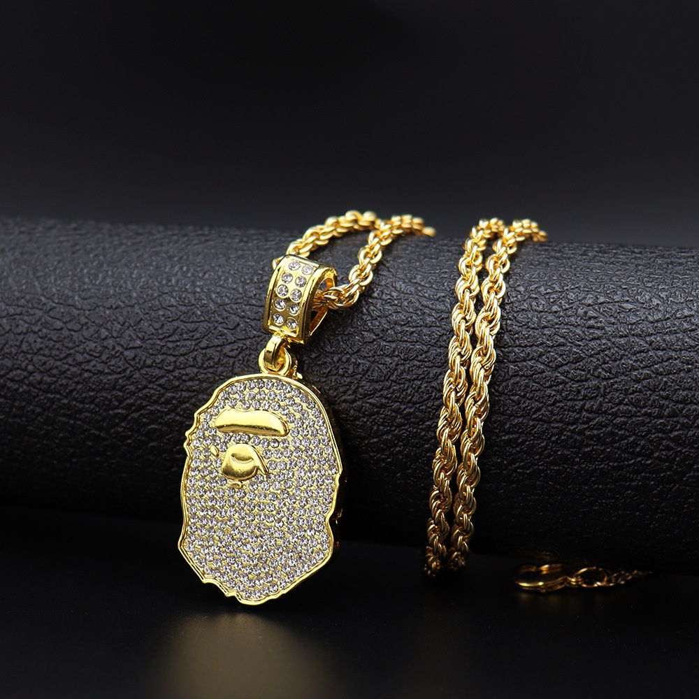 Hip Hop Necklace chris Brown Same Style Diamond Ape Head bape hiphop ...