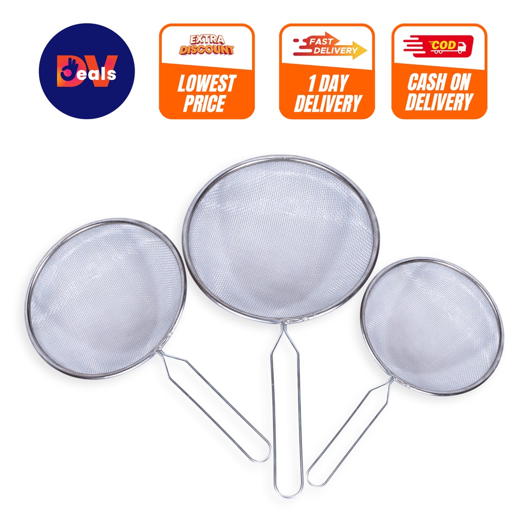 DVDeals Strainer with Handle Stainless Steel Fine Mesh Basket Kitchen ...