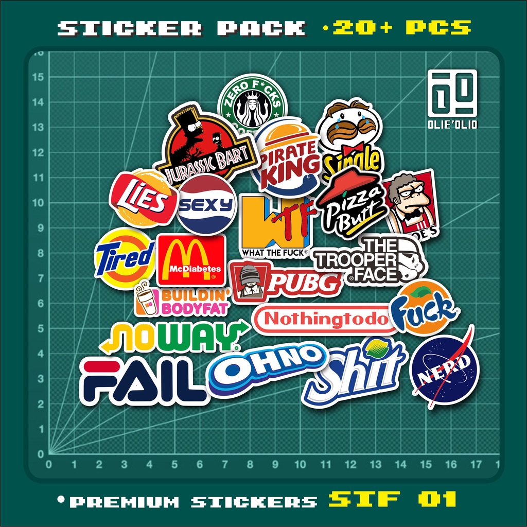 Sticker PACK LOGO FAKE PARODY BRAND | Tumbler STICKER | Helmet SUITcase ...