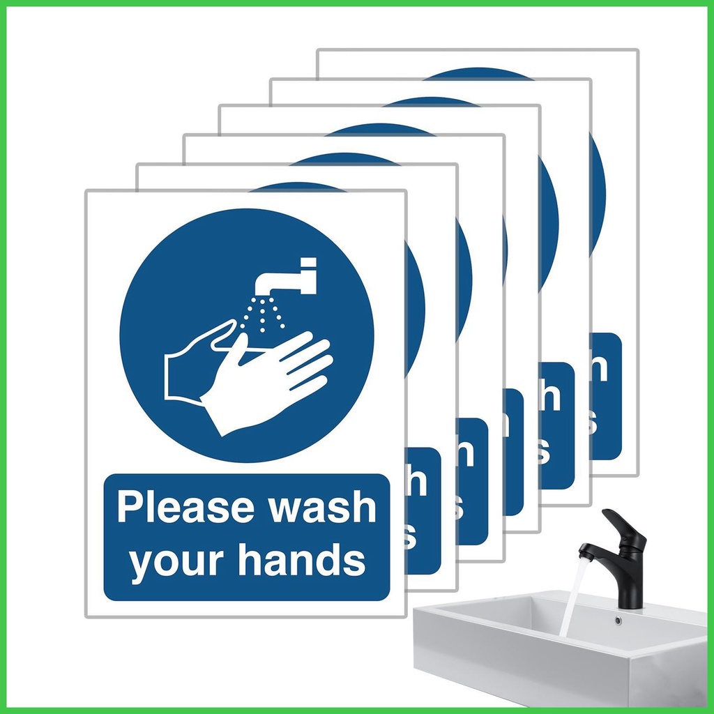 Wash Hands Signs Window Decals Wall Stickers Bathroom Signs Please Wash ...