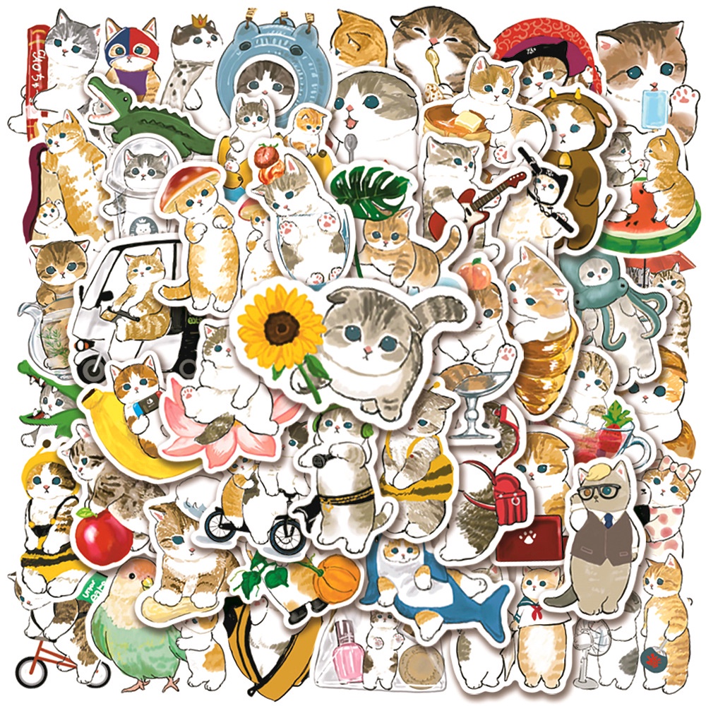 60Pcs Cats Sticker Kawaii Kittens Series luggage Laptop tumbler DIY ...