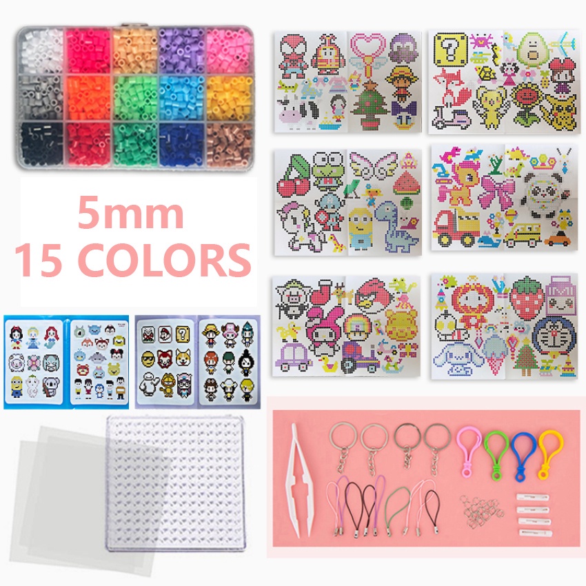 24 Colors 5600PCs Perler Beads Fuse Beads Kit Mini Electric Iron 15 24 ...