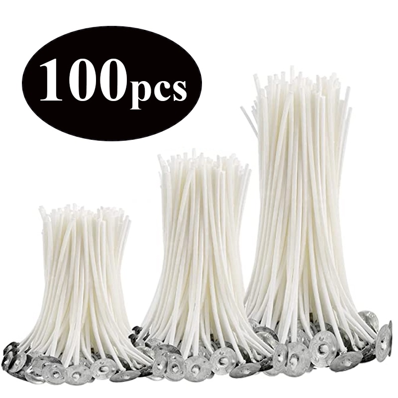 100pcs Waxed Cotton Candle Wicks Set Smokeless Candle Wicks Soy Oil Wax ...