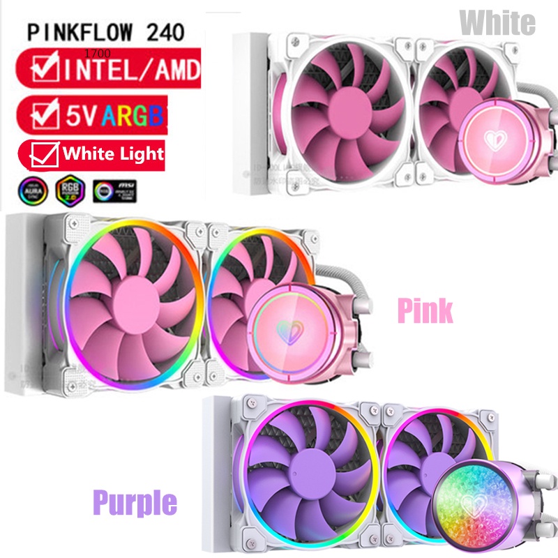 CPU AIO Water Cooling Kit, LED Pink Purple Color System M/B 5V 3Pin ...