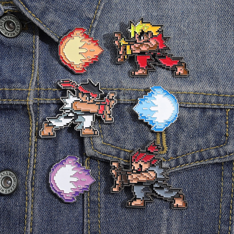 Cartoon Street Fighter Enamel Pins Fighting Arcade Game Brooch Anime ...