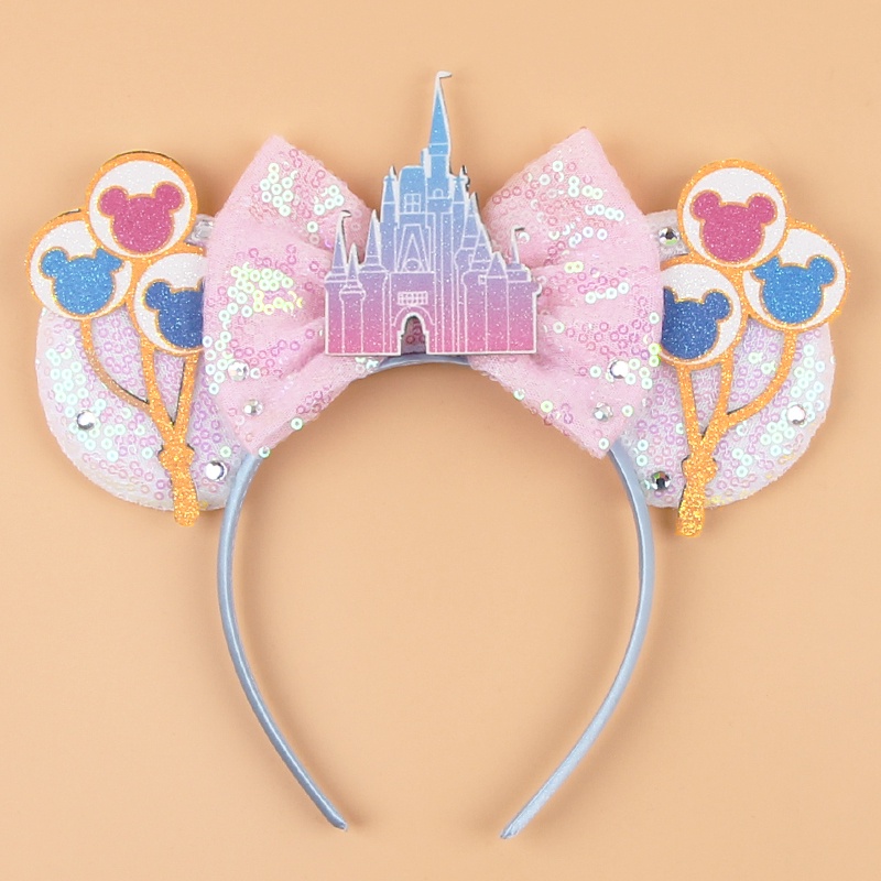 Disney Trip Mickey Ears Headband For Girls Sequin Castle Bow Hairband ...
