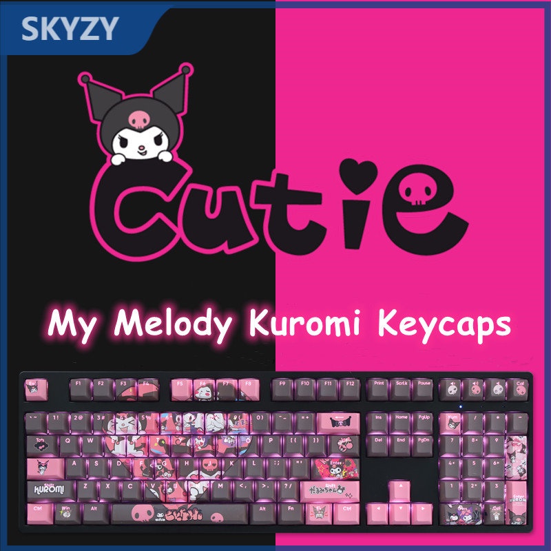 Kuromi Keycaps Cherry Profile Anime My Melody PBT Dye Sub Mechanical ...