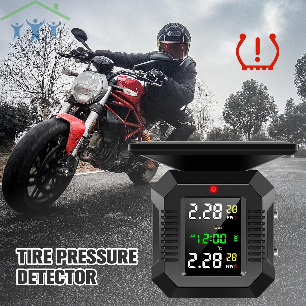 Motorcycle TPMS Tire Pressure Monitoring System USB Solar Powered ...