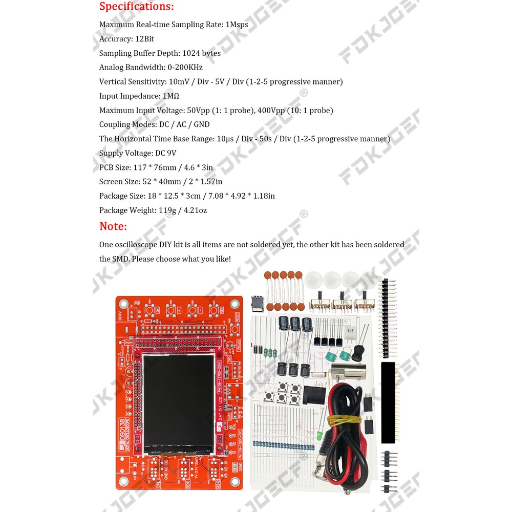 DSO138 2.4" TFT Screen Digital Oscilloscope Diy Kit Waveform Display ...