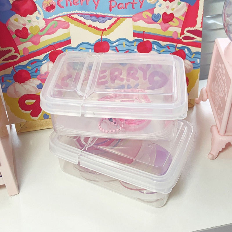 INS 3inch Clear Plastic Sticker Storage Box Transparent Rectangle ...
