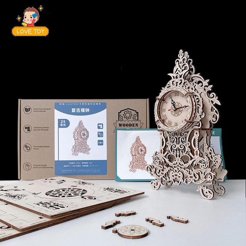 [Whgirl] Wooden Clock Pendulum Clock Puzzle Brain Teaser DIY Wall Clock ...