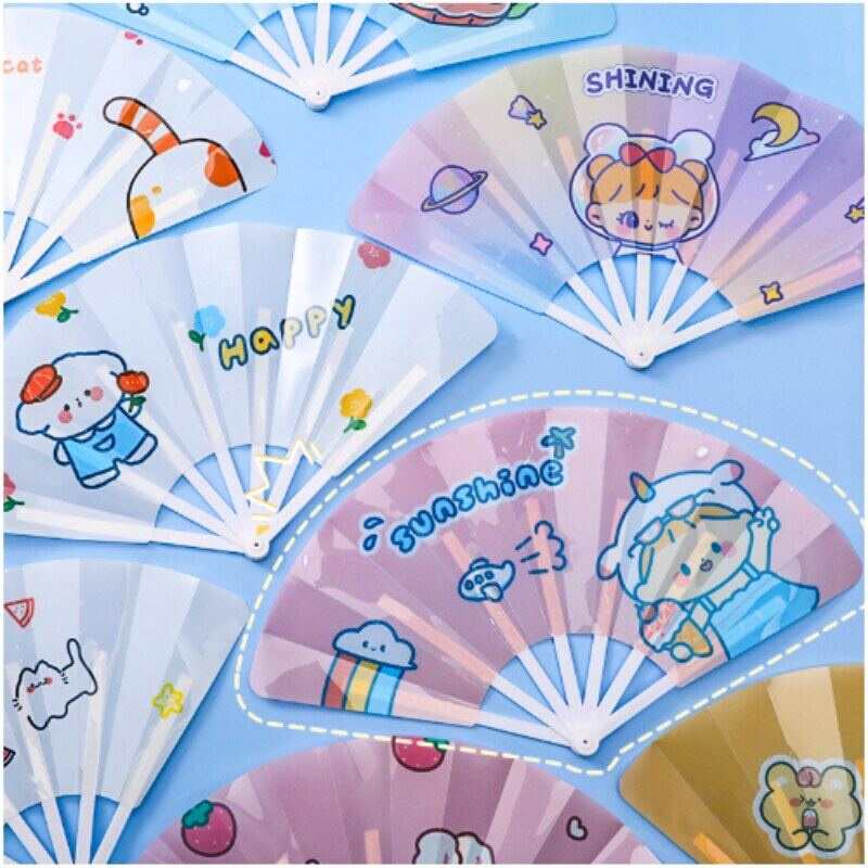 Creative Summer Small Fresh Cute Portable Folding Fan PP Plastic ...