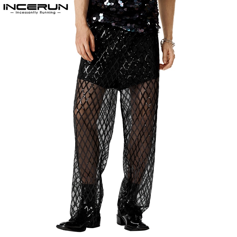 INCERUN Flashing Diamond Checker Perspective Pants | Shopee Philippines