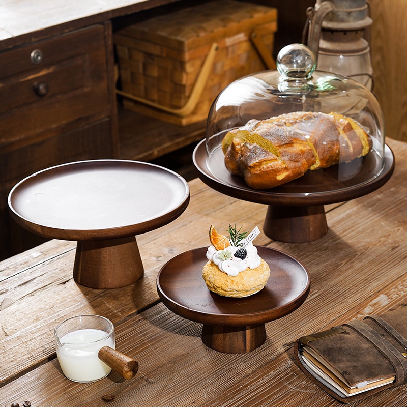 Livingplus Korean Cafe Acacia Cake Stand Bread Pastries Croissant ...