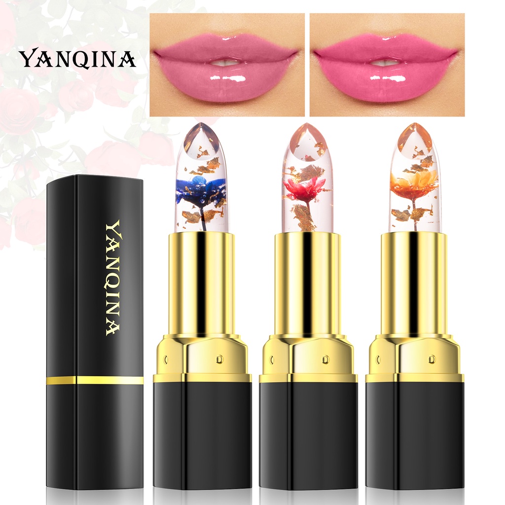 Flower Jelly Transparent Waterproof Discoloration Lipstick God Lips ...