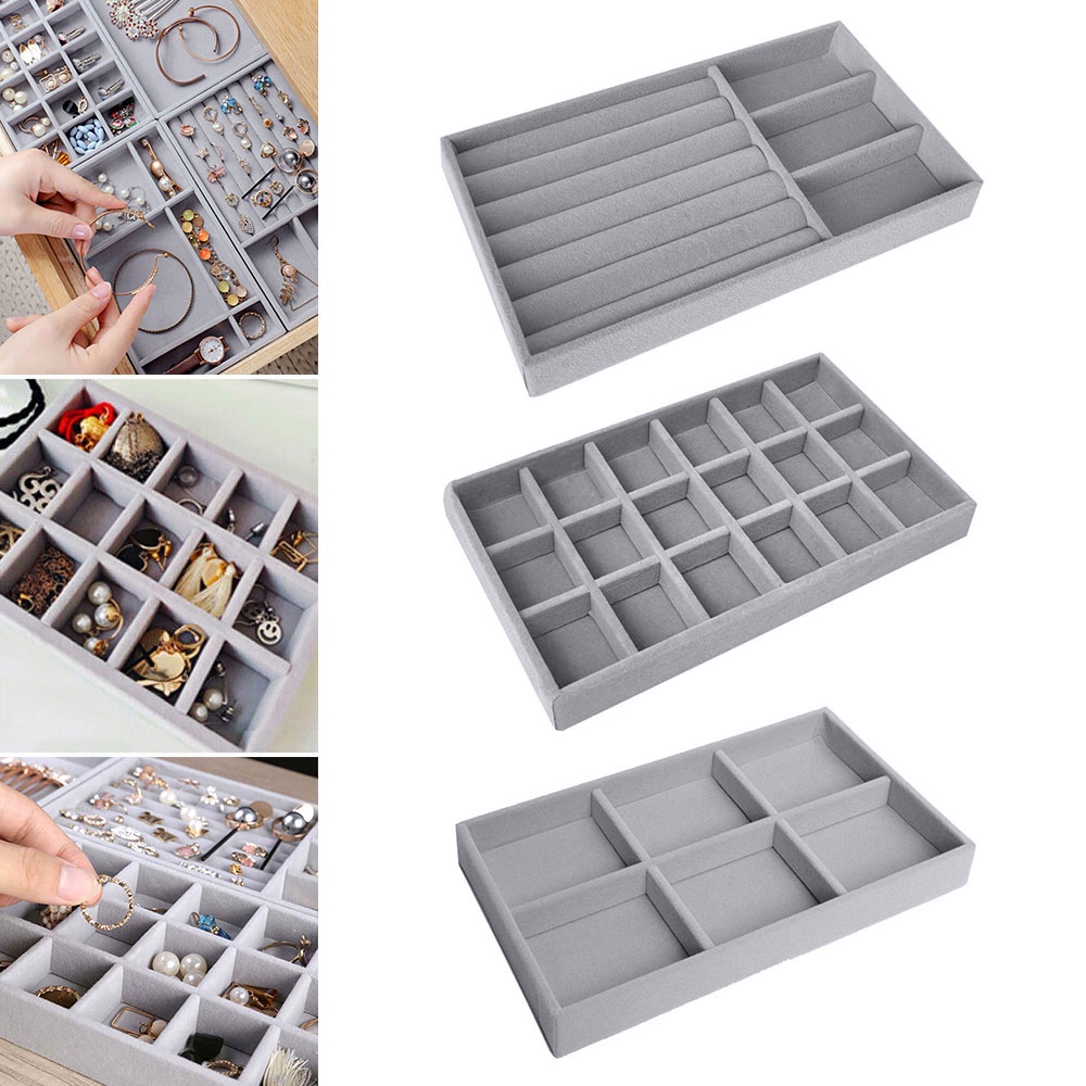Velvet Jewelry Drawer Inserts Trays Earring Organizer Stackable Jewelry ...