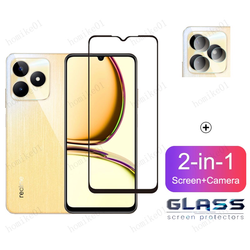 Realme C53 Tempered Glass Full Cover Film for Realme C55 C33 C35 C30 C30s C11 2021 10 9 8 Pro+ ...