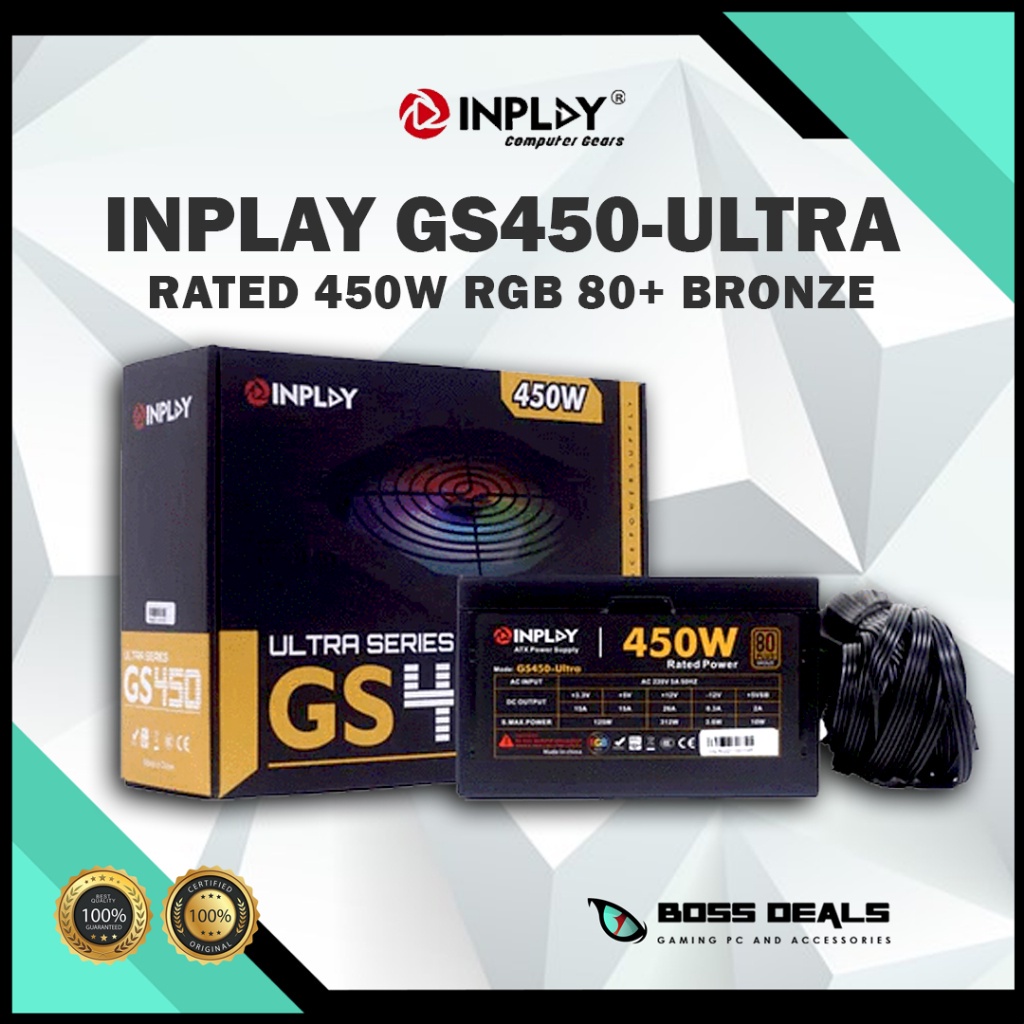 INPLAY GS450-ULTRA RATED 450W RGB 80+ BRONZE | Shopee Philippines