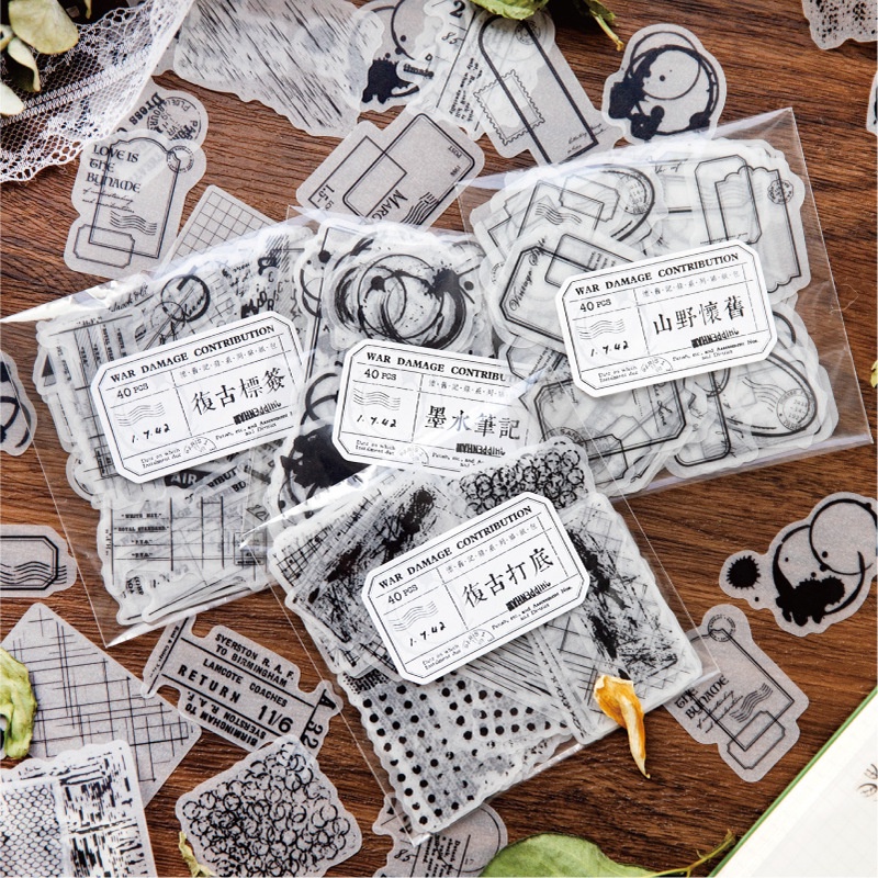 ENWEI 40 Pcs [Nostalgic Memory Series] Vintage Journal Stickers Butter ...