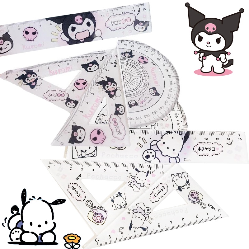 Sanrio Kuromi Melody Cinnamoroll 4pcs Ruler Set Simple Cartoon Style ...