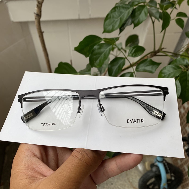Men Ultra Big Size Titanium Glasses Frames Half Rim Rectangular Quality ...